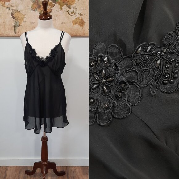 Vintage | Intimates & Sleepwear | Vtg 8s Black Sheer Negligee Intimate ...